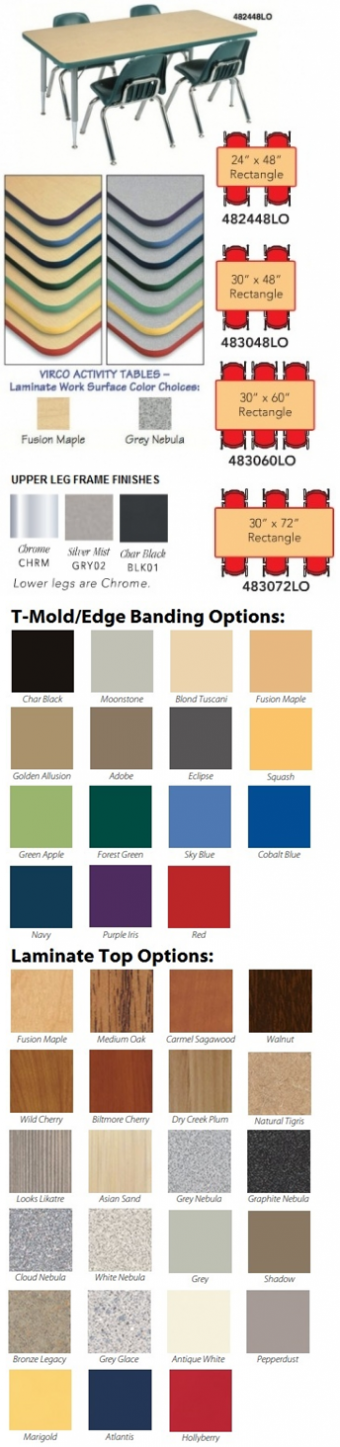 Virco 4000 Series Rectangle Activity Tables - Reynolds Manufacturing ...